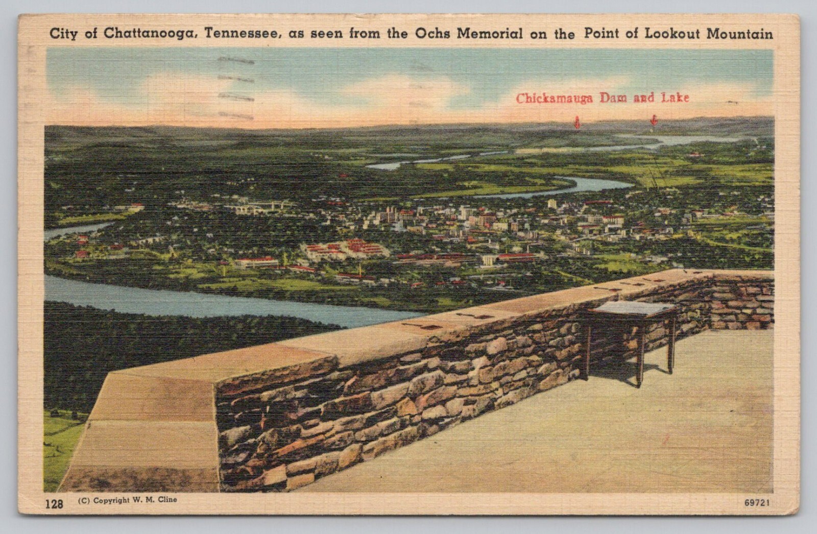 Postcard City of Chattanooga Tennessee as seen from the Ochs Memorial ...