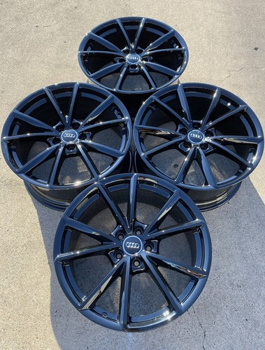 19” AUDI S4 A4 FACTORY OEM WHEELS RIMS GLOSS BLACK 5X112 SET 4 58967 ...