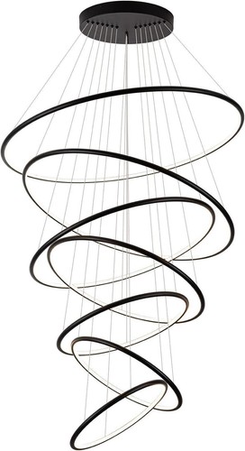 Large 120cm Modern Led Chandelier Ceiling Light 7 Rings Matte Black ...