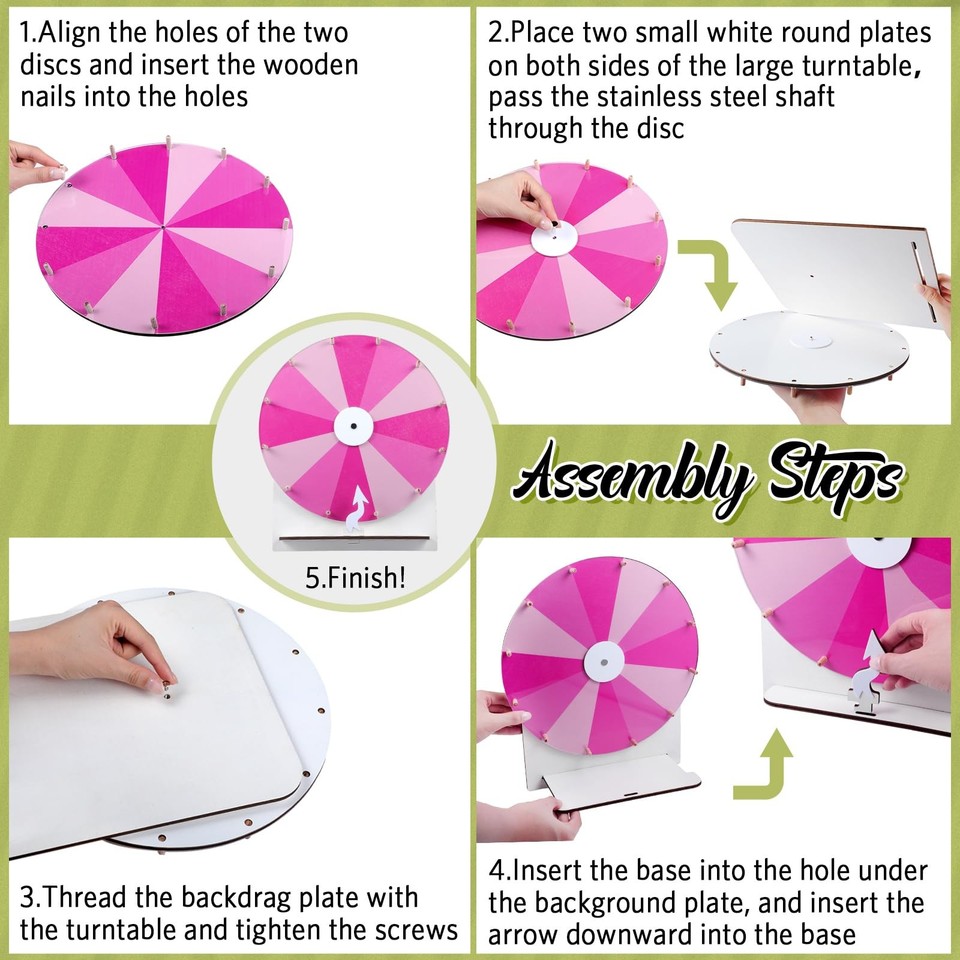 11.4 Inch Spinning Wheel Erasable Raffle Spin The Wheel Game with Stand ...