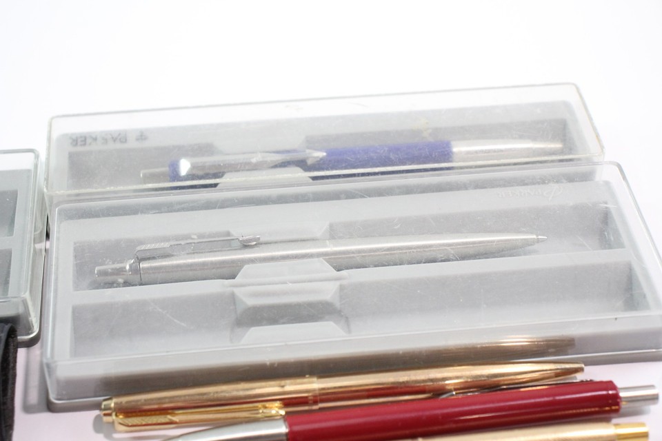 Parker Ballpoint Pens Biros Inc Vintage, Boxed, Jotter, Brushed Steel ...