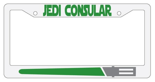 Jedi Consular GREEN White Plastic License Plate Frame Star Wars | eBay