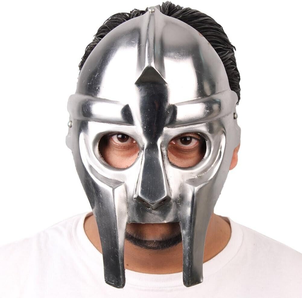 Medieval Super Villian MF Doom Mask Steel Leather LARP Underground ...