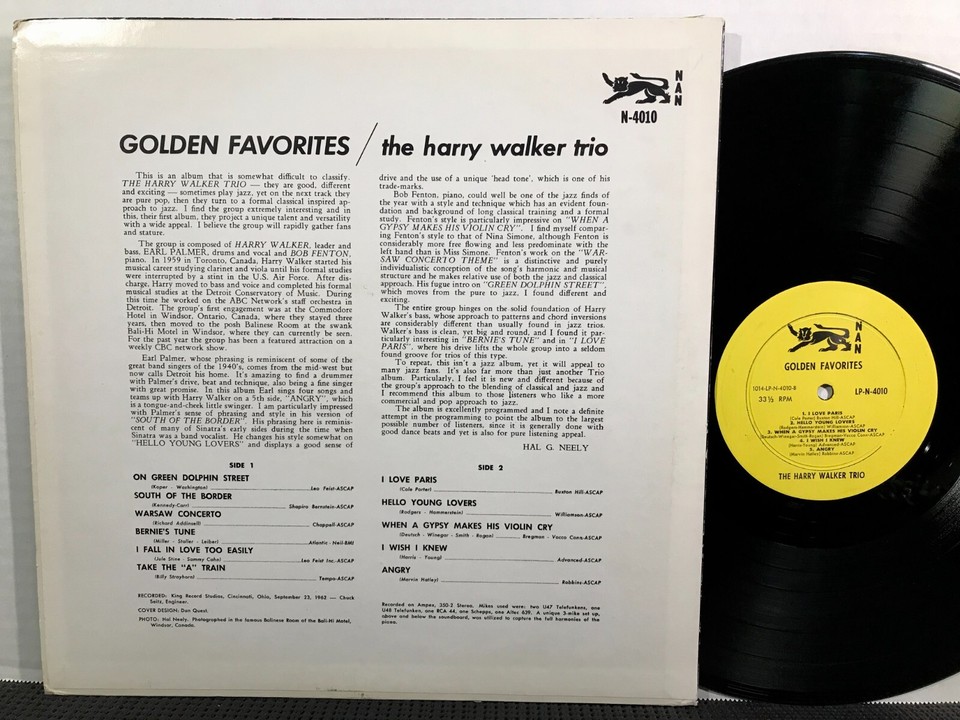 THE HARRY WALKER TRIO LP HAN GOLDEN FAVORITES LP-N-4010 MONO DG Jazz | eBay