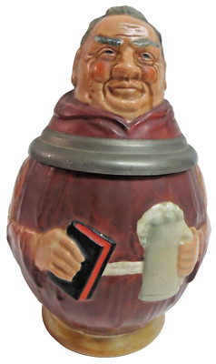 Old German Reinhold Merkelbach Pottery Lidded Monk Character Beer Stein ...