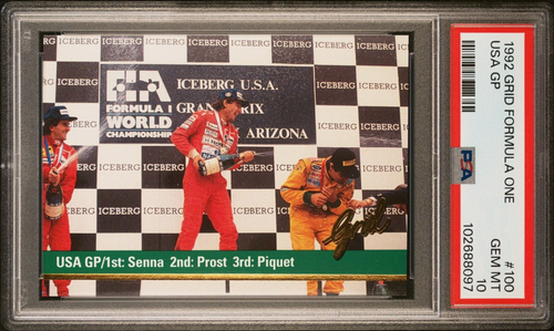 1992 Grid Formula 1 One USA GP AYRTON SENNA RC #100 PSA 10 Gem Mint F1 ...