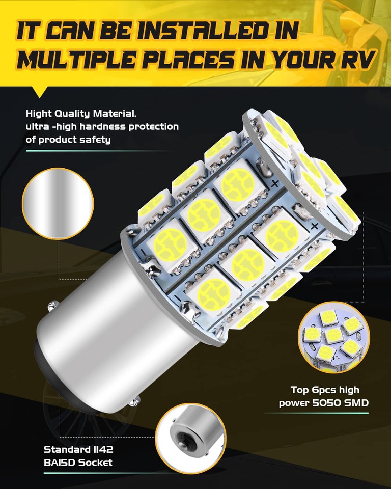 2Pack 12V White 67 89 97 631 5007 5008 R5W R10W 1156 LED Bulb Mini ...