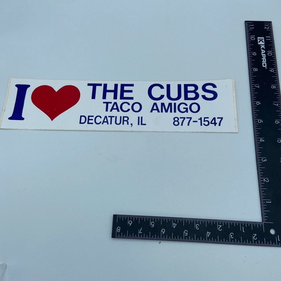 I Love Heart the Chicago Cubs Taco Amigo Decatur Ill Bumper Sticker ...