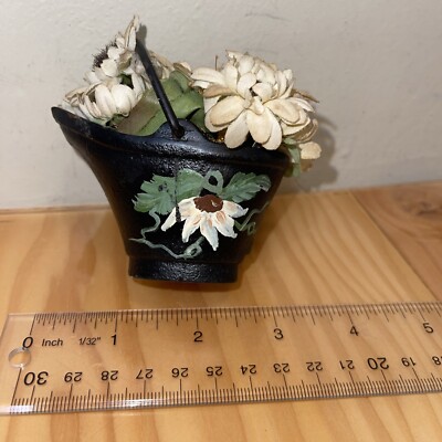 Vintage Miniature Hand Painted Miniature Cast Iron Ash/Coal Bucket ...