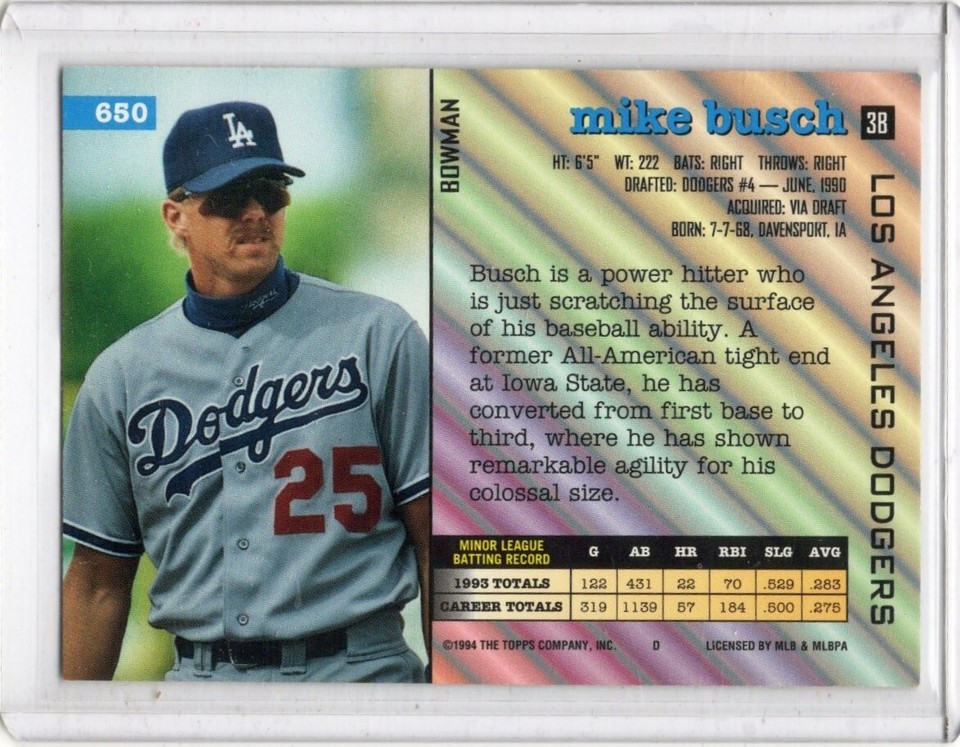 1994 Bowman #650 Mike Busch RC Autograph | eBay