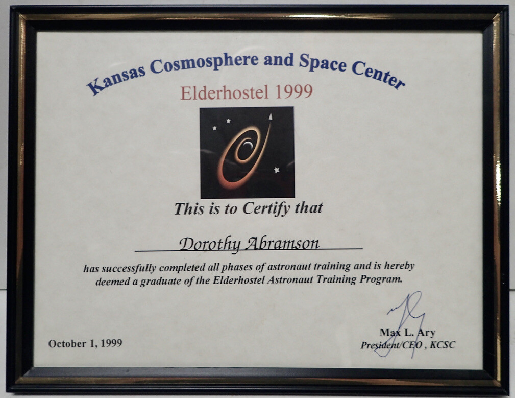 Astronaut Training Center Certificate ESA Training