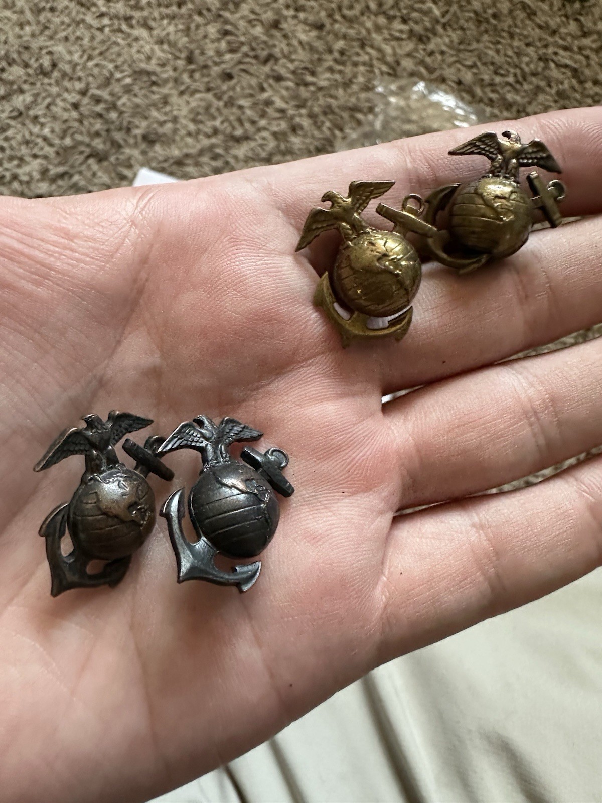 Original WWII USMC Collar EGA Set Screw Back Lot Of 4 , 2 Pairs | eBay