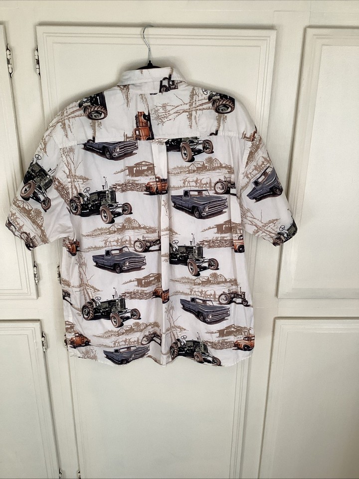 Bit & Bridle Shirt Mens Large White Farm & Auto Print Short Sleeve | eBay