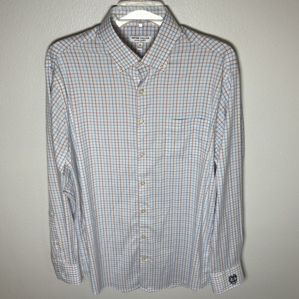 Peter Millar Mens M Summer Comfort L/S Button Shirt Dallas Country Club ...
