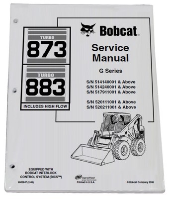 Bobcat 873, 883 Skid Steer Loader Service Manual Shop Repair Book 3 PN ...