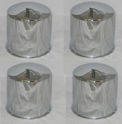 SET OF 4 BULLET DOME CHROME STEEL 4.25” DIA BORE PUSH THRU WHEEL RIM ...