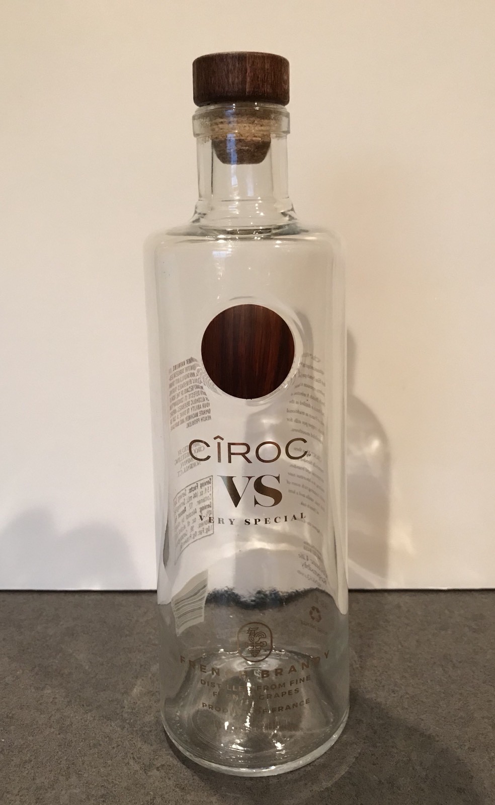 EMPTY Ciroc VS Very Special FRENCH BRANDY W/ Wood Cork Ciroc Brown ...