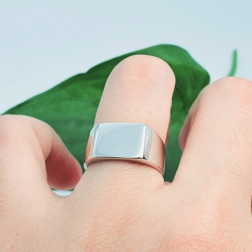 Rectangular Signet Open Ring, Sterling Silver | eBay Australia