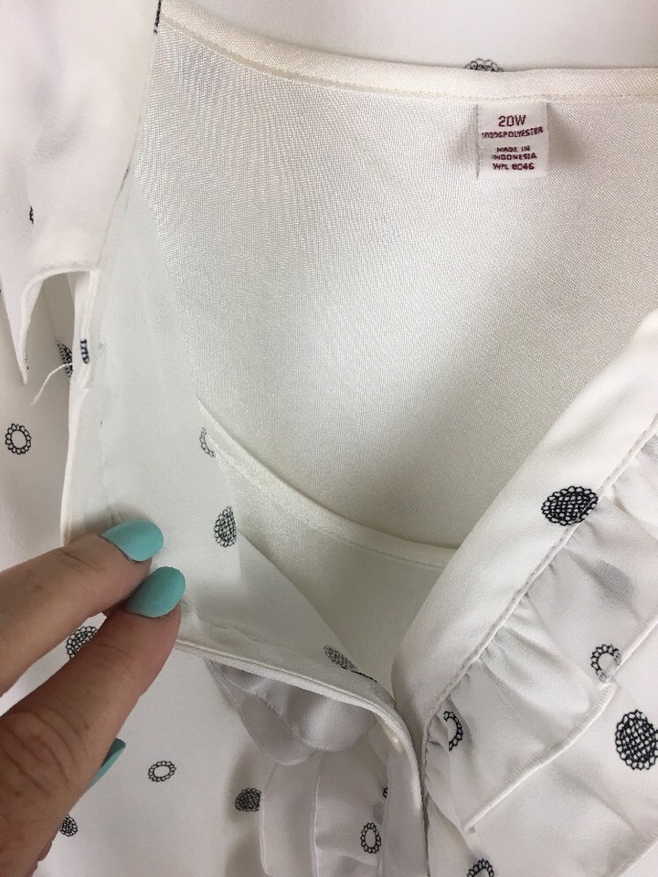 JM Collection Woman 2 Piece Blouse Tank Size 20W White Black Dots B10*B ...