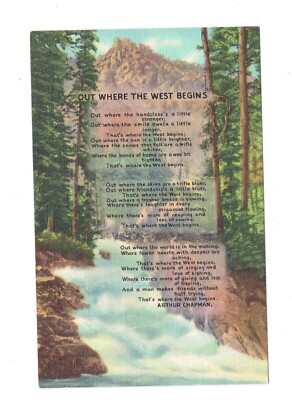 Vin Postcards(1)West, Poem of the A Chapman Out where West Begins 982 ...
