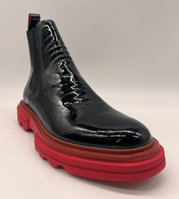 Marc Nolan Dax Black Patent Leather Chelsea Boots Men's Size 9 M Red ...