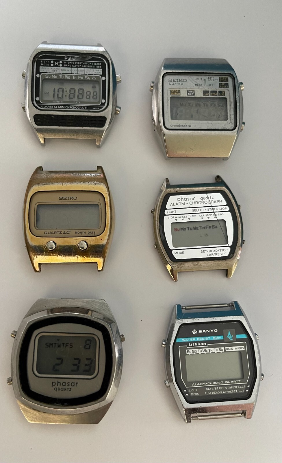 Vintage LCD Watches Lot Pulsar Y446-4080 Seiko At29-5000Seiko 0439-5007 ...
