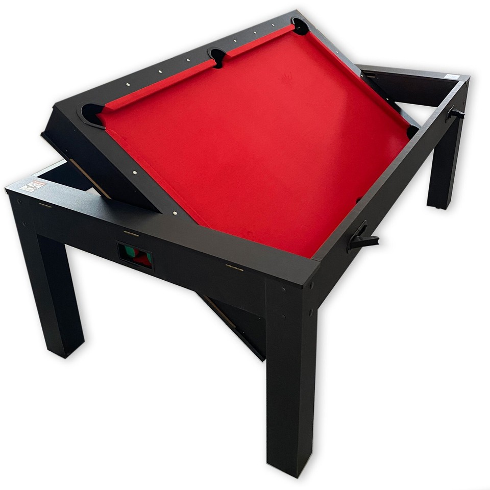 7 FT Multi Games Pool Table Red Air Hockey + Table Tennis + Table Top ...