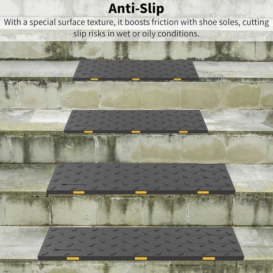 10PCS 36" Heavy Duty Self Adhesive Rubber Stair Treads Slip Resistant ...