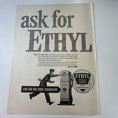 Ethyl Corporation Brand of Antiknock Compound 1940s WWII Era Ad SV29-1 ...