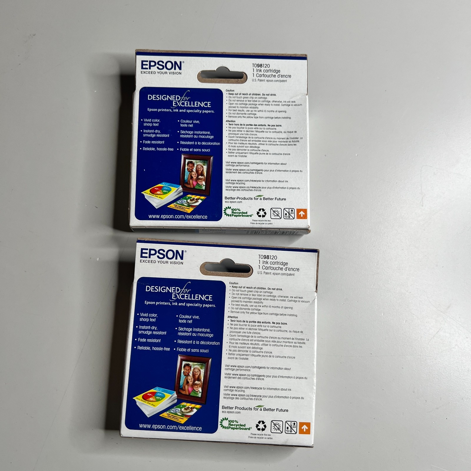 New Lot of 2 Epson 98 Black Ink Cartridges T098120 OEM Genuine Sealed ...