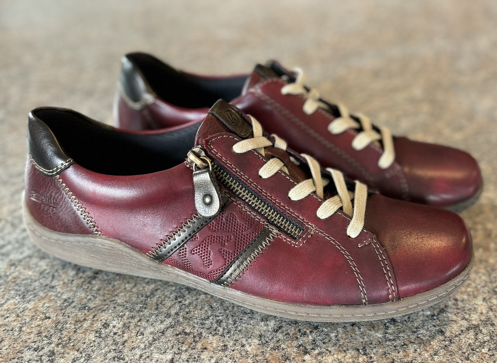 Remonte Tex Soft Foam Shoes Zip 42 Deep Red Zip EUC - Gem