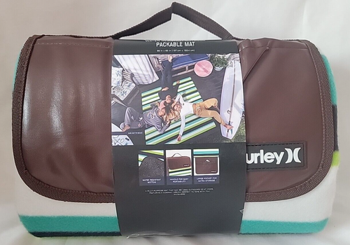 Hurley Outdoor Packable Mat 50" x 60" Striped Picnic Beach Blanket Pad ...