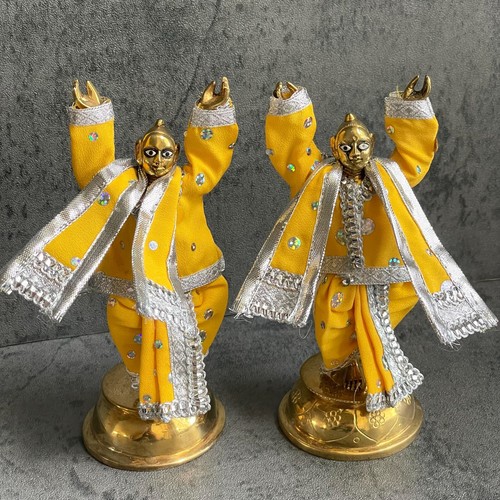 Vintage Gaura Gour Nitai Brass Deities India God Statues With Clothes 6 ...