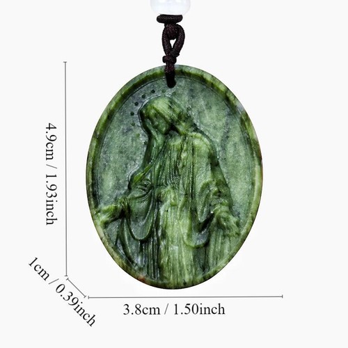 Jade Virgin Mary Pendant Green Jewelry Necklace Talismans Chinese ...