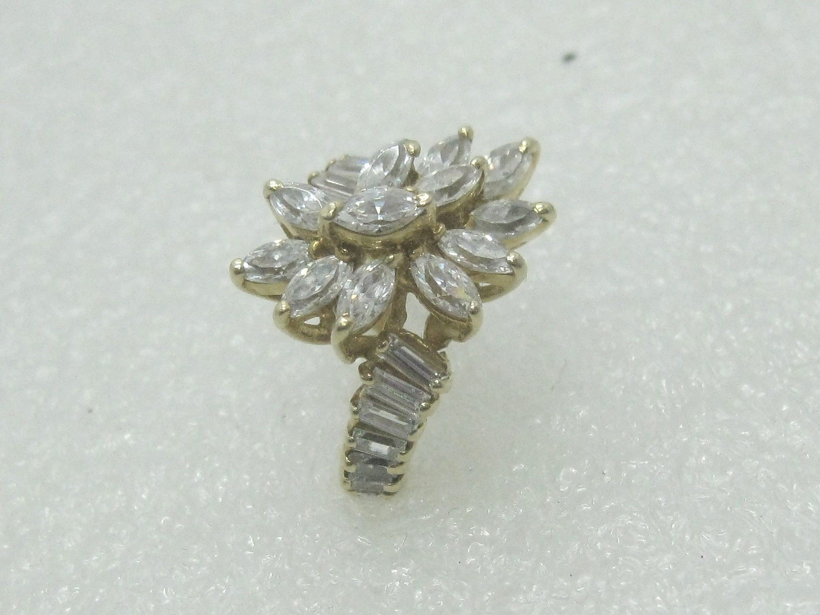 14kt Cubic Zirconia Engagement/Waterfall Ring, Sz. 5.5, 6.10 grams ...