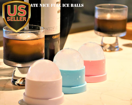 Ice Ball Maker Mold - Set of 4, round Ice Cube Mold, 2.4 Inch Sphere ...