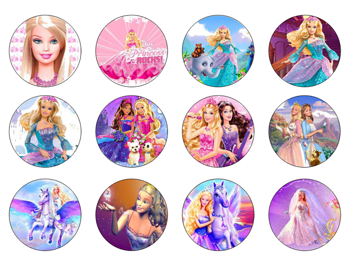 12 X BARBIE CUPCAKE edible Cake toppers A4 Icing Wafer | eBay UK
