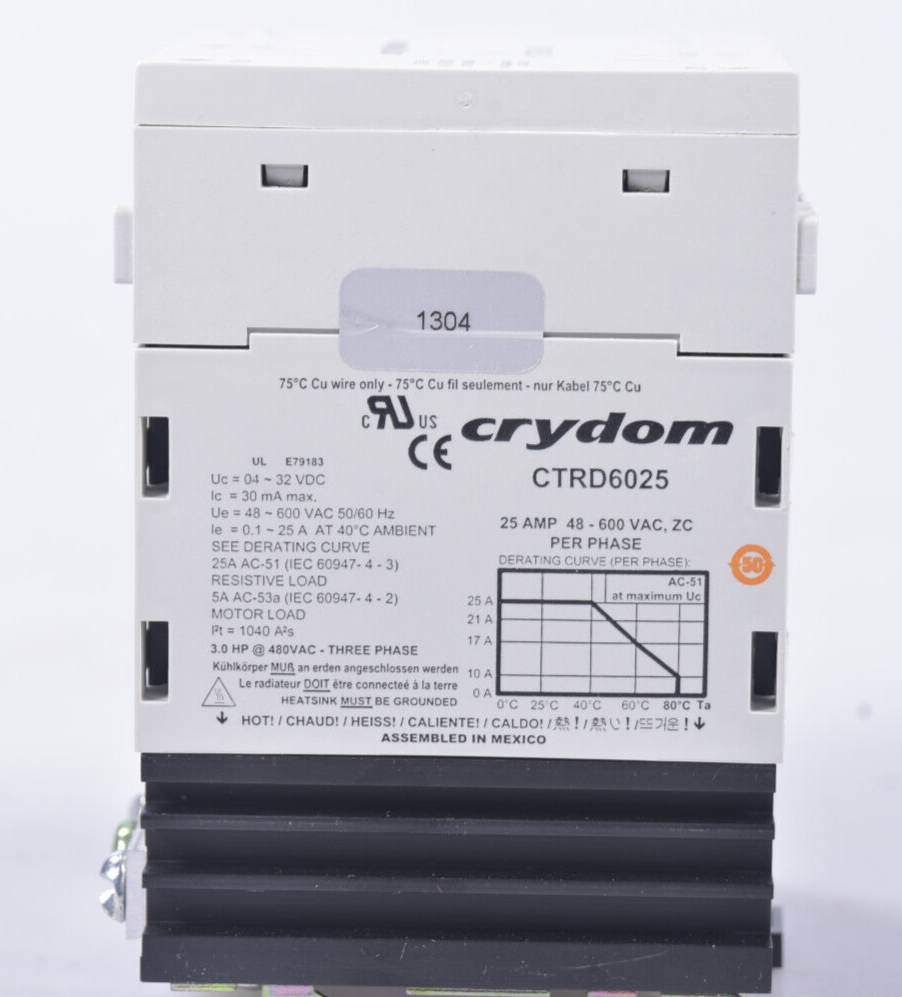 Crydom Halbleiterrelais CTRD6025 25A Schaltspannung max 600V/AC Nulldurchgang | eBay.de