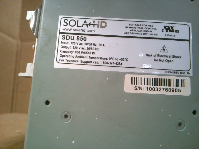 SOLA SDU 850 Industrial Heavy Duty UPS 850va 120vac for sale online | eBay