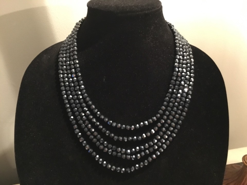 HEIDI DAUS SMOKEY & AMYTHIS CRYSTAL FIVE STRAND ART DECO NECKLACE NO ...