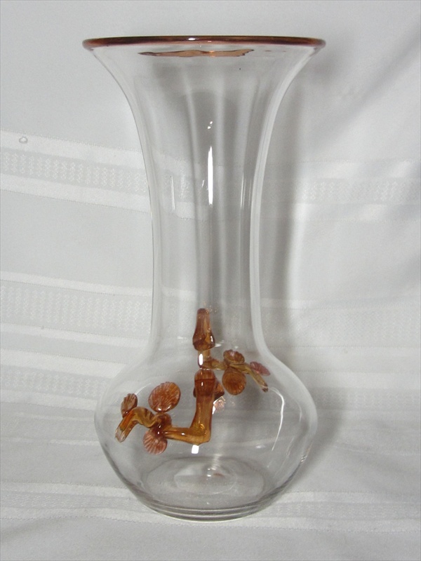 STEUBEN GLASS, MAT-SU-NO-KE CRYSTAL TRUMPET VASE, CINNAMON CINTRA ...