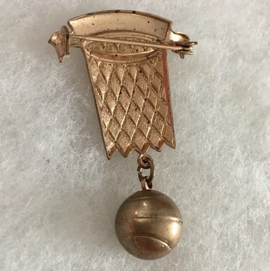 Vtg Basketball Hoop Brooch Pin 3D Ball Sports Charm Dangle A670 | eBay