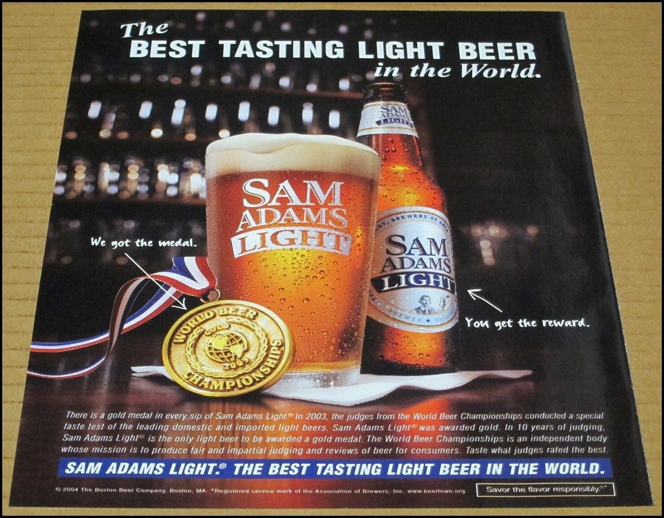 2004 Sam Adams Light Print Ad Beer Advertisement Vintage Samuel Best ...