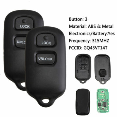 2Pcs For 2003 2004 2005 2006 2007 2008 Toyota Corolla Matrix Car Remote ...