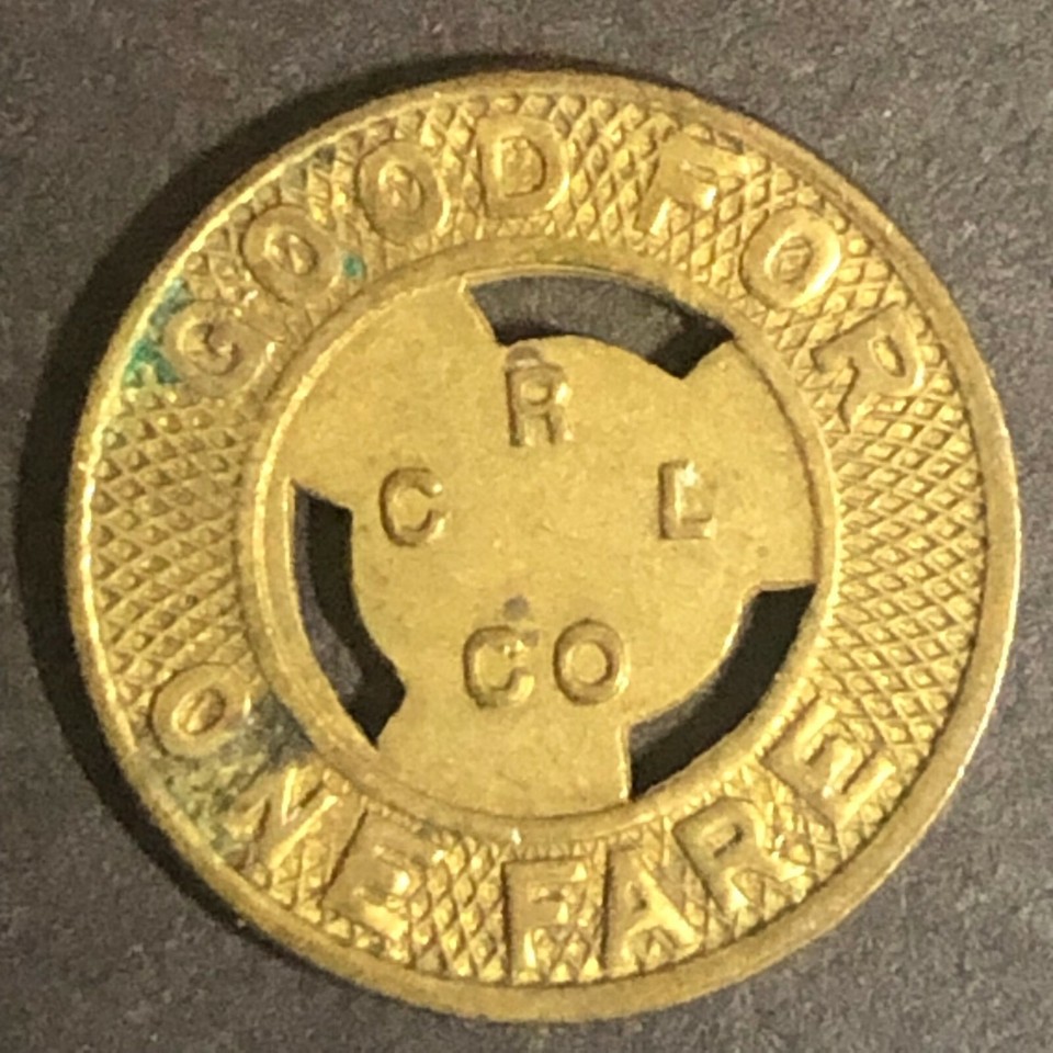 c1940-50's 16mm "C R & L Lines" G/F One Fare - Brass Transit Token ...