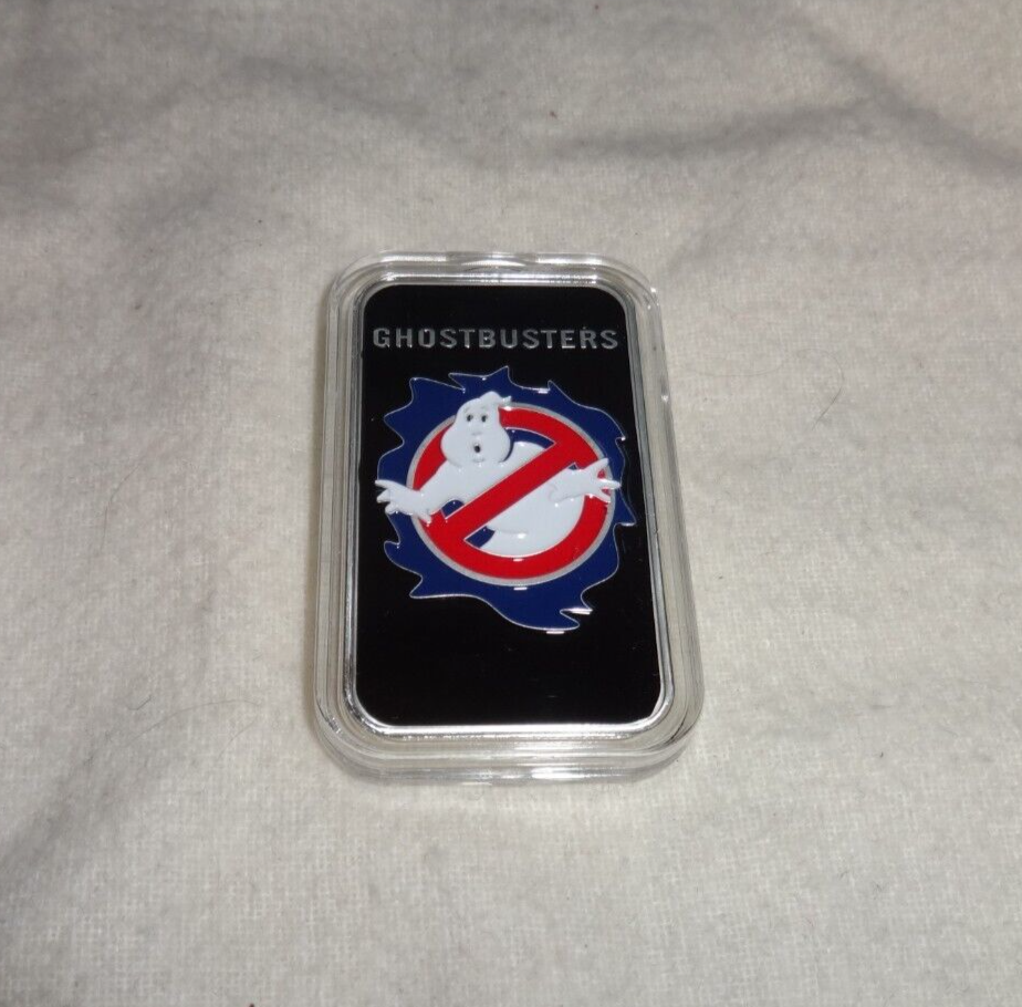Ghostbusters LOGO Slimer Enameled .999 Silver 1 oz Art Bar | eBay