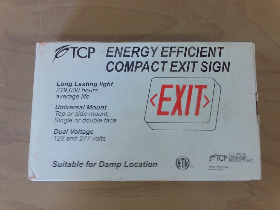 TCP: Exit Sign Compact Energy Efficient 120V and 277V Model# 22743 #1B ...