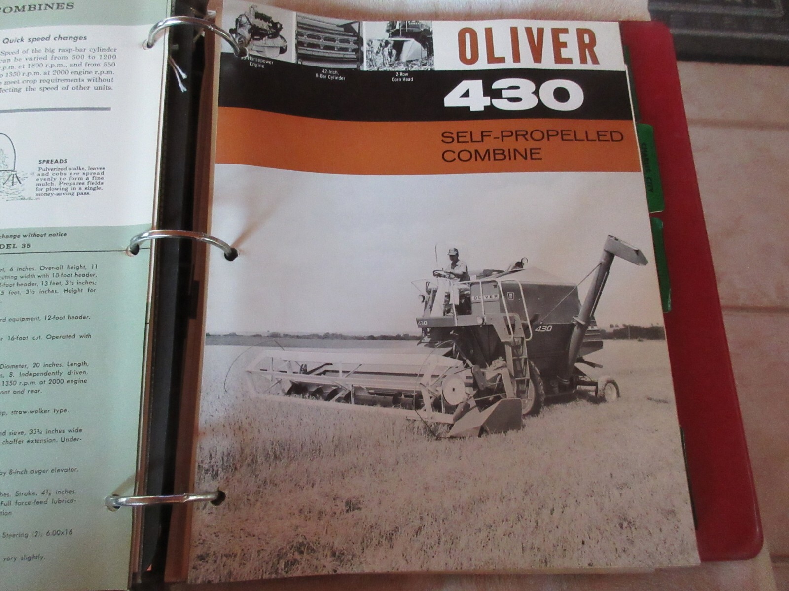 Oliver Model 430 Combine Sales Brochure 2 Page | eBay