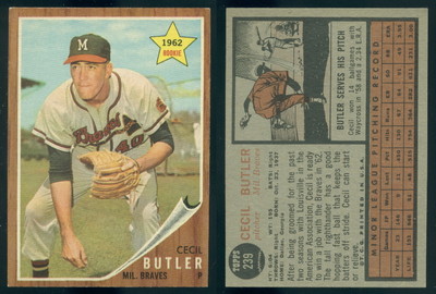 (42497) 1962 Topps 239 Cecil Butler Braves-NM | eBay