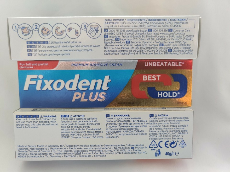 5 x Fixodent Plus Dual Power Best Hold 40g Denture Premium Adhesive ...